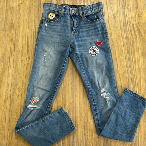 GAP | Bottoms | Gap Girls Distressed With Patches Stretch Super Skinny ...